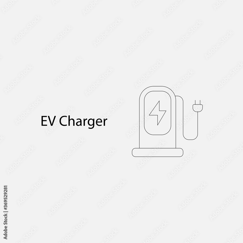 BEV,EV,Battery Electric Vehicle Icon.Electric car icon and charger ...
