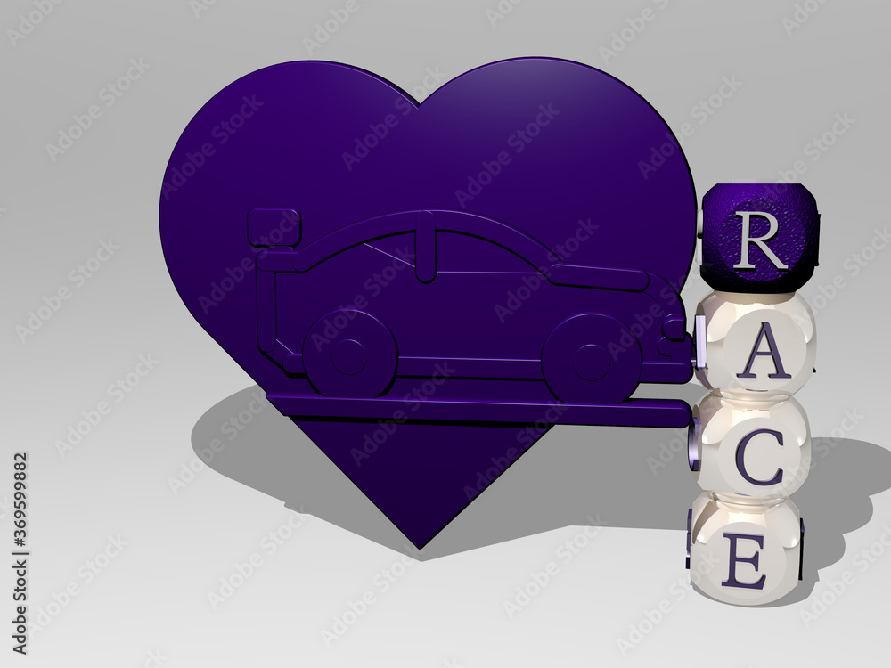 3D representation of race with icon on the wall and text arranged by ...