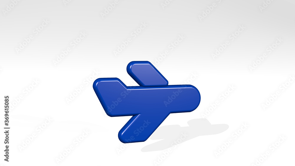 PLANE from a perspective with the shadow. A thick sculpture made of ...