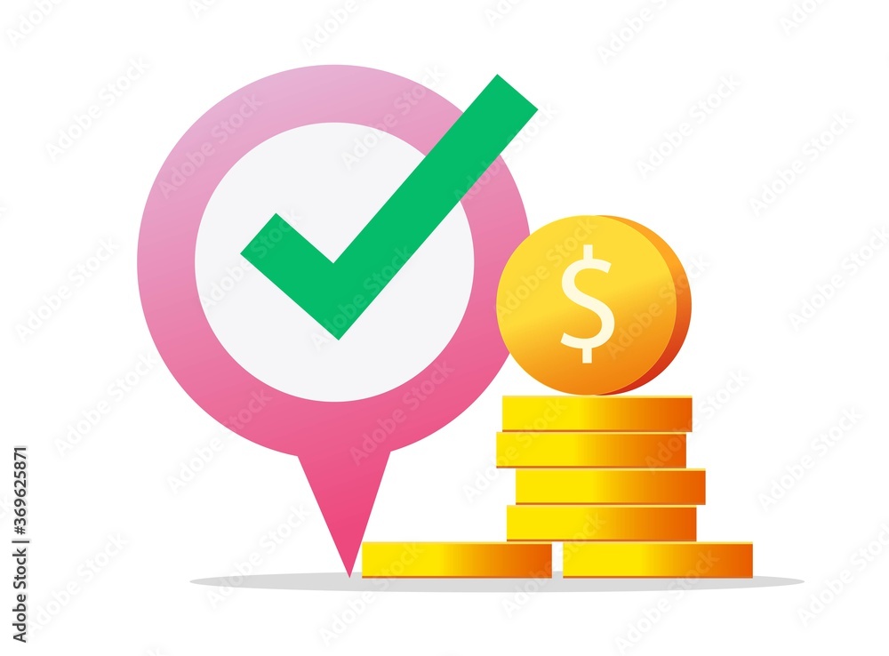 Money pin pointer marker as cash location destination place vector ...