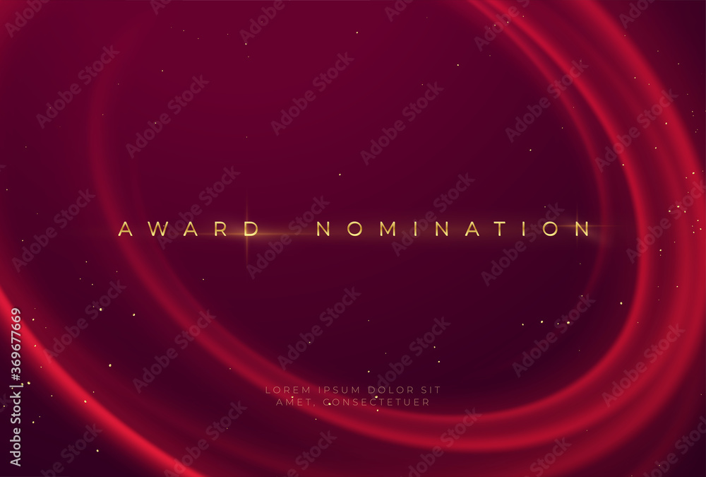 Award nomination ceremony with luxurious red wavy background with gold ...