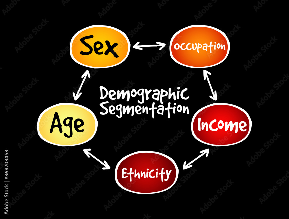 Demographic segmentation mind map flowchart, concept background Stock ...
