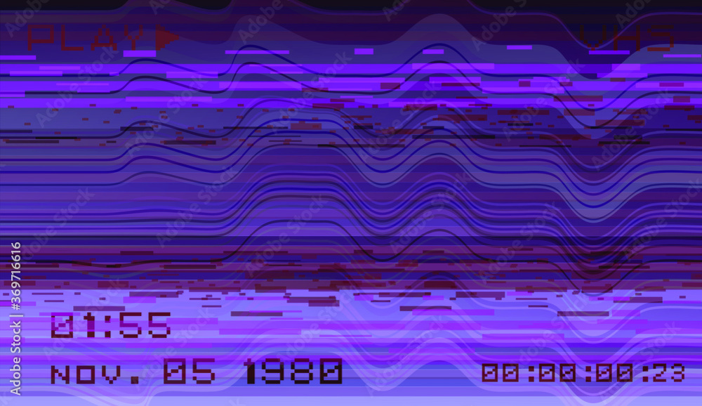 Stock-Vektorgrafik „Retro VHS background with Glitch art effect. Vector ...