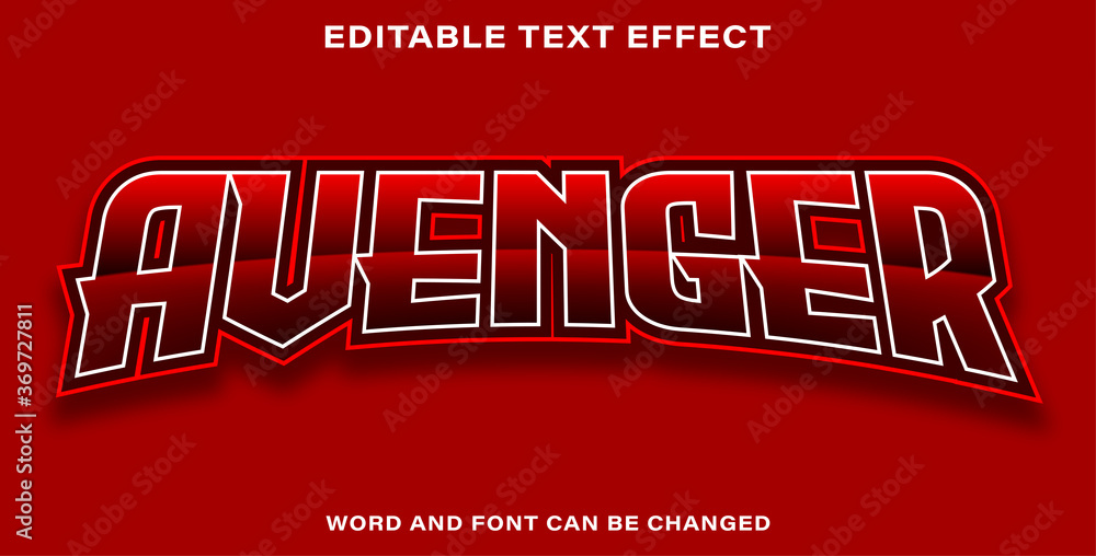 Editable text effect avenger Stock Vector | Adobe Stock