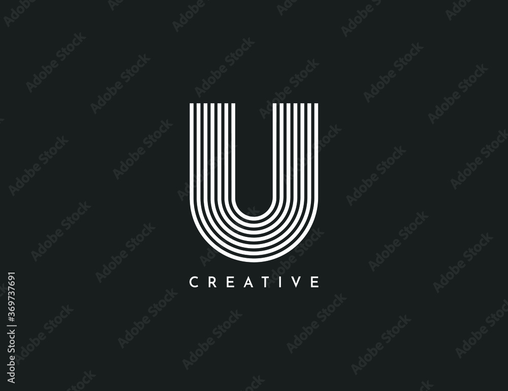U Letter Logo With White Lines Dynamic Design.Connection Of Lines ...