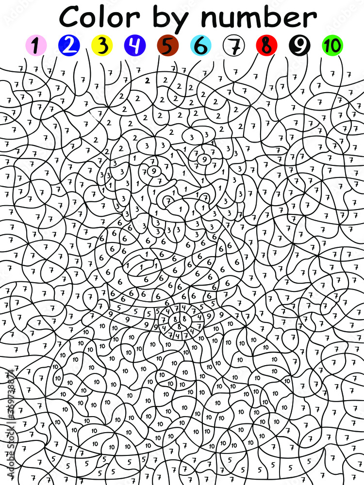 Amusing pirate color by number children worksheet stock vector ...