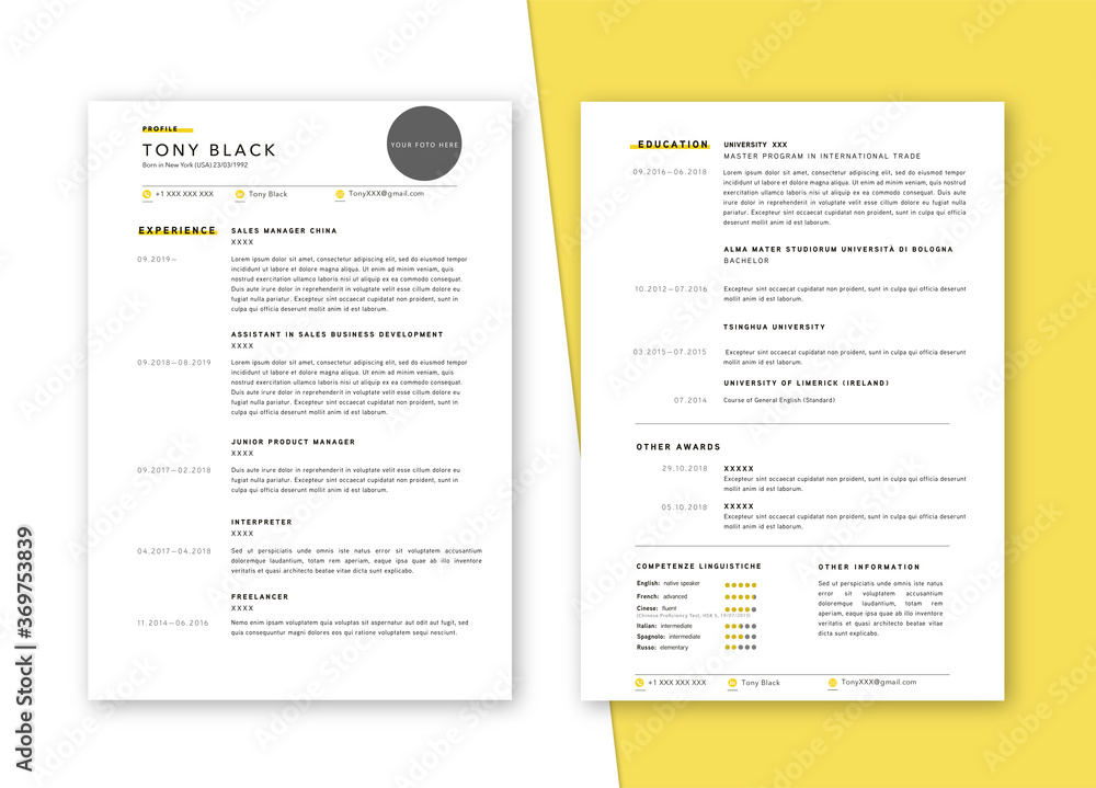 CV, vector resume template, job Stock Vector | Adobe Stock