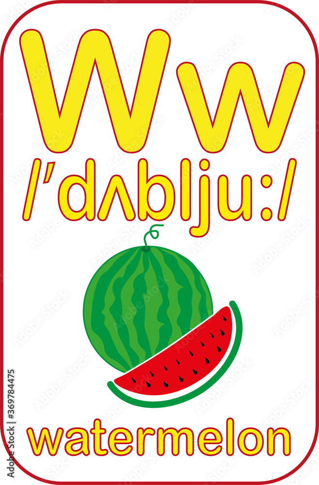Letter W. Alphabet tutorial cards collection. Vector illustration ...