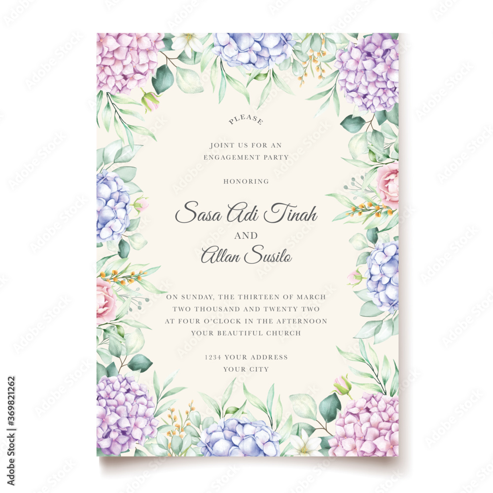 elegant hydrangea flowers card set Stock Vector | Adobe Stock