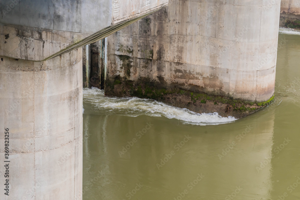 Eddies form around dam's support column Stock Photo | Adobe Stock
