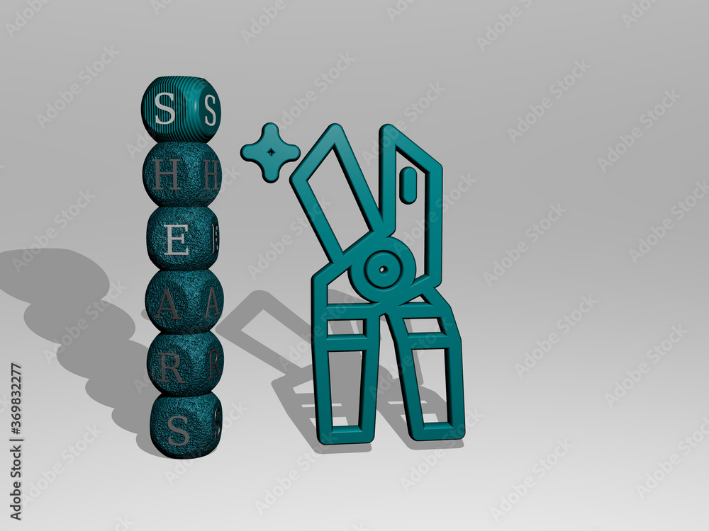3D illustration of SHEARS graphics and text around the icon made by ...