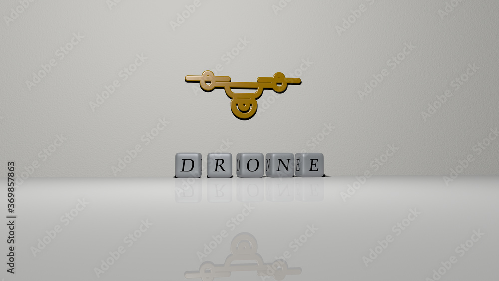 3D graphical image of drone vertically along with text built by ...