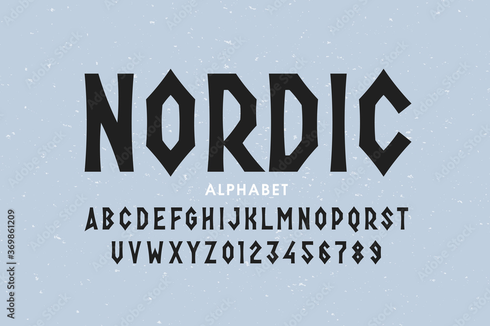 Nordic style font design, alphabet letters and numbers Stock Vector ...