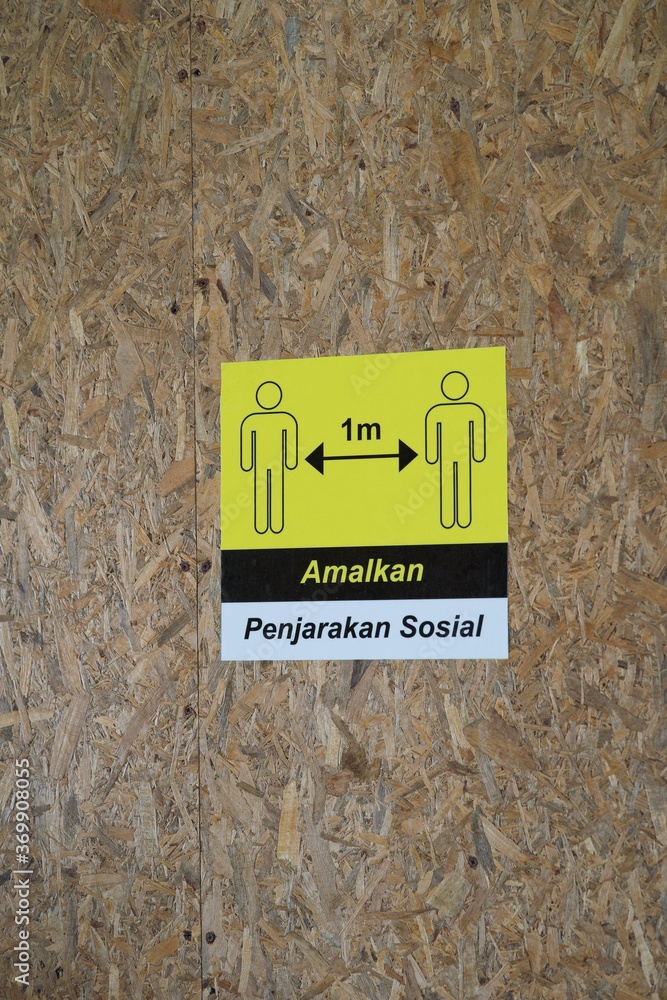 Social Distancing with 1 meter, Keep Your Distance wall poster written ...