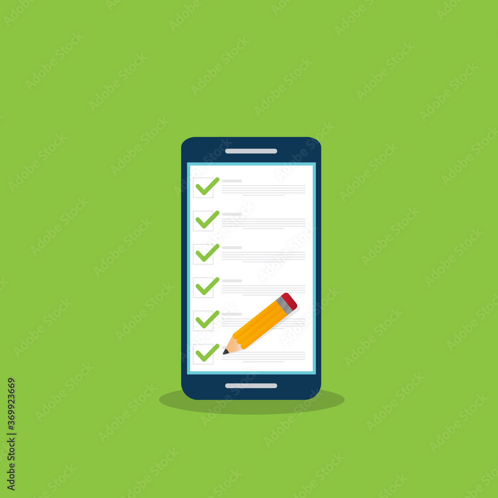 Check list document on smartphone, smartphone with paper check list and ...