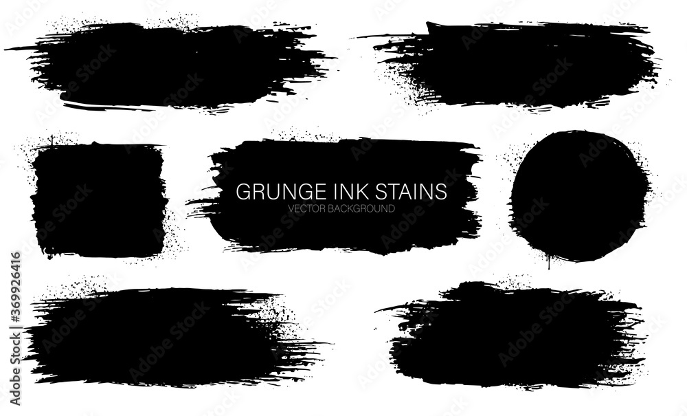 Set of Black ink vector stains. Black ink paint frames for text. Ink ...
