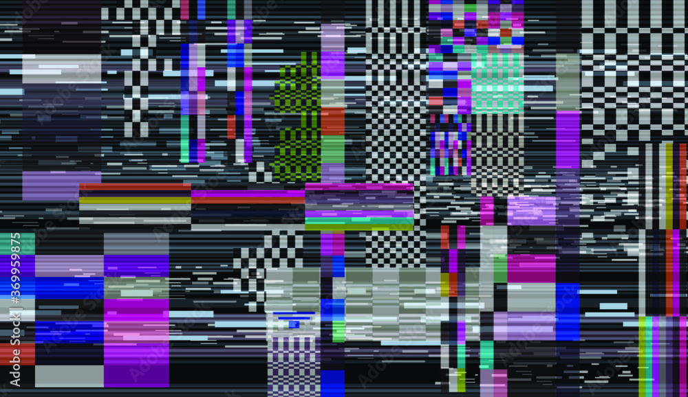 Retro VHS background with Glitch art effect. Vector illustration in ...