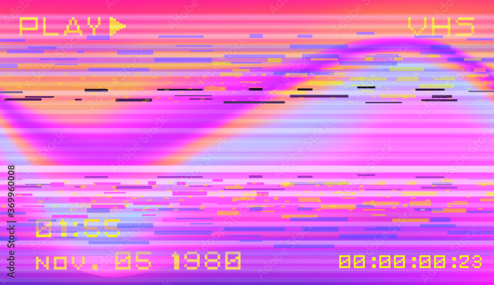 Retro VHS background with Glitch art effect. Vector illustration in ...