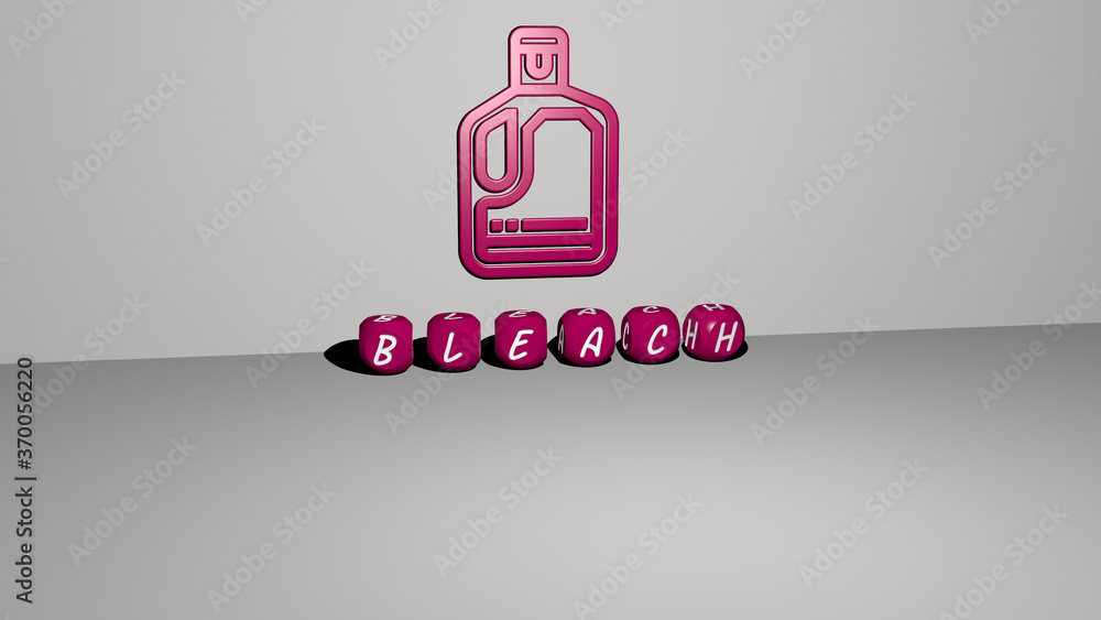 3D representation of BLEACH with icon on the wall and text arranged by ...
