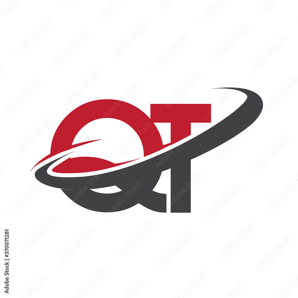 QT initial logo company name colored red and black swoosh design ...