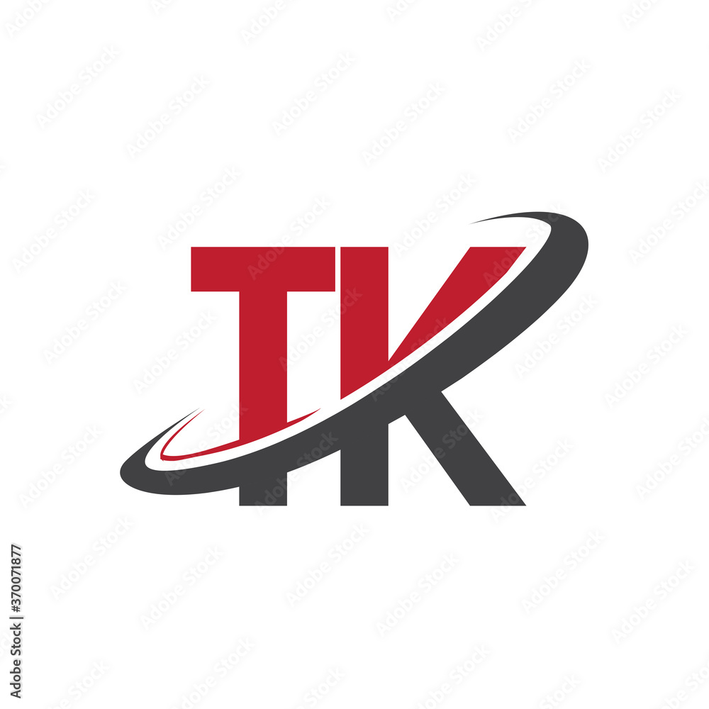 TK initial logo company name colored red and black swoosh design ...