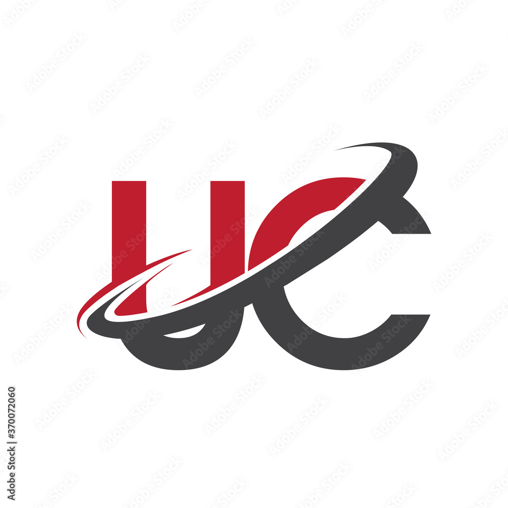UC initial logo company name colored red and black swoosh design ...