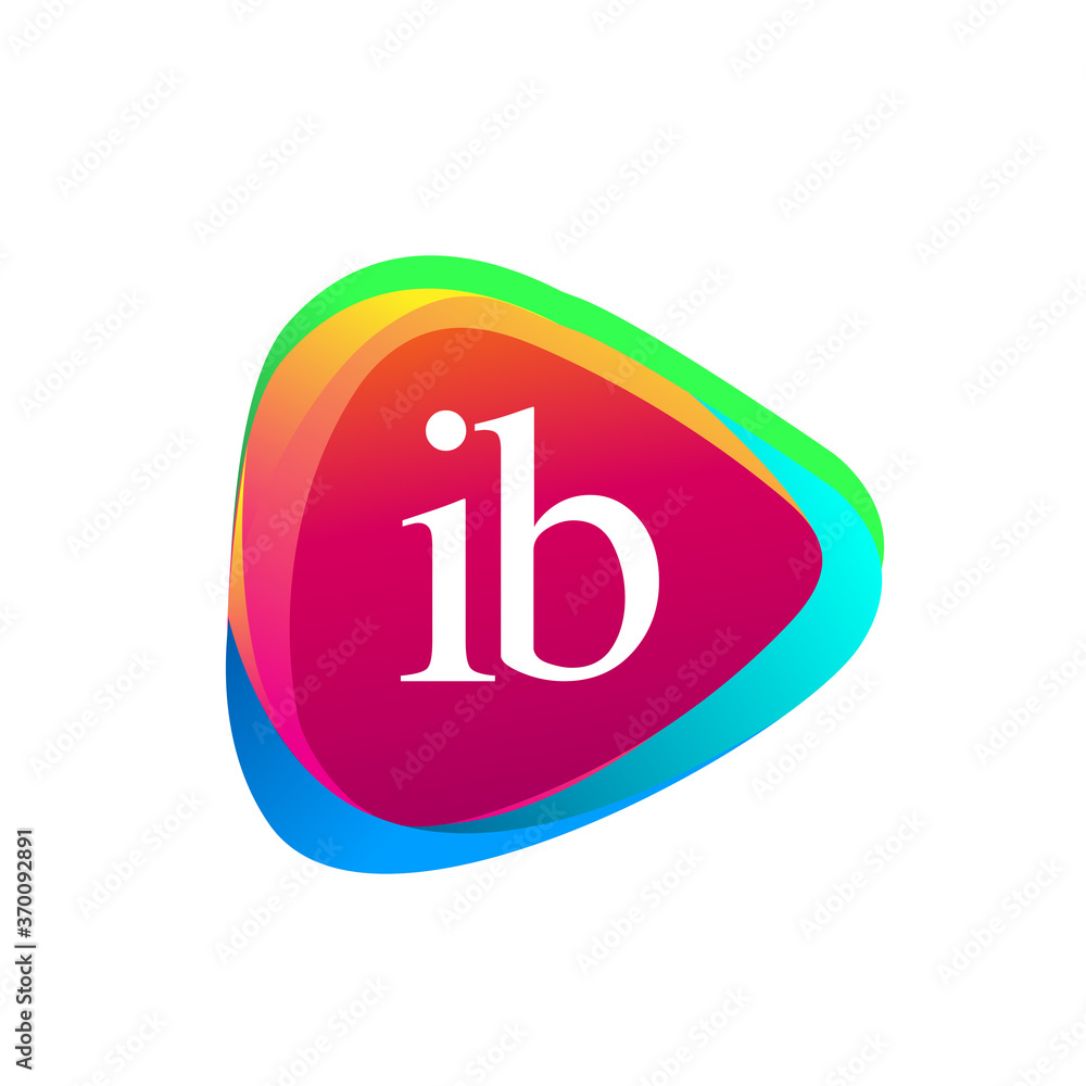 Letter IB logo in triangle shape and colorful background, letter ...