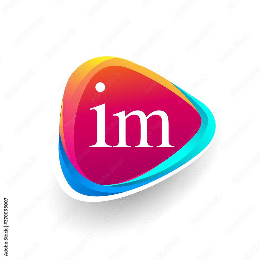 Letter IM logo in triangle shape and colorful background, letter ...