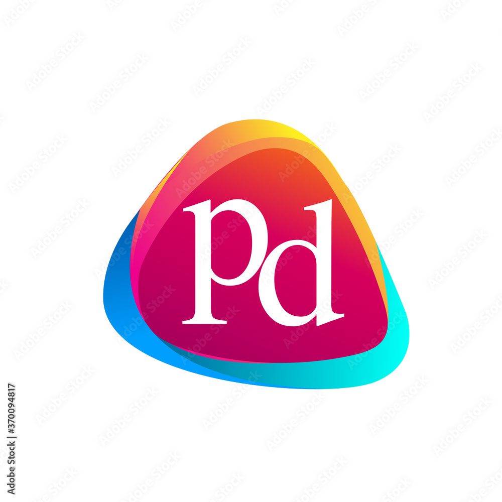 Letter PD logo in triangle shape and colorful background, letter ...
