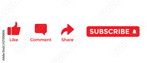 Like, Comment, Share, and Subscribe. Icon Set for Channel. Vector ...