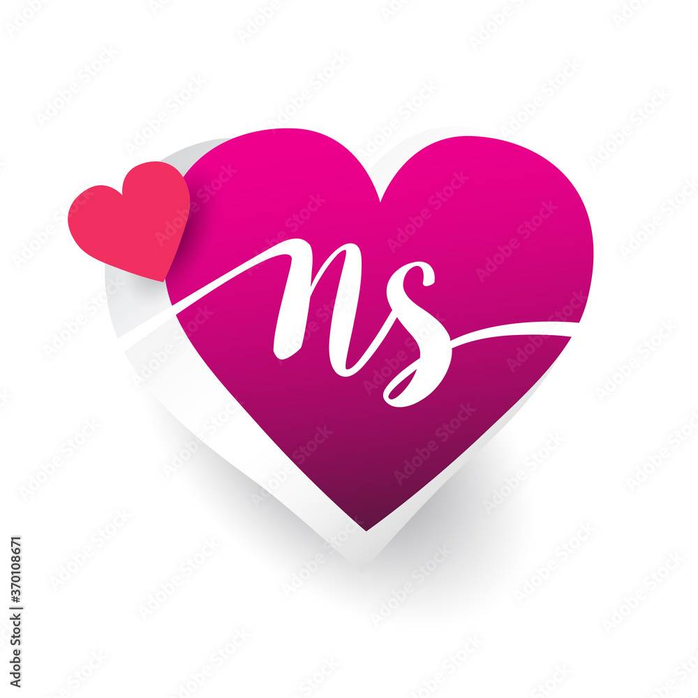 initial logo letter NS with heart shape red colored, logo design for ...
