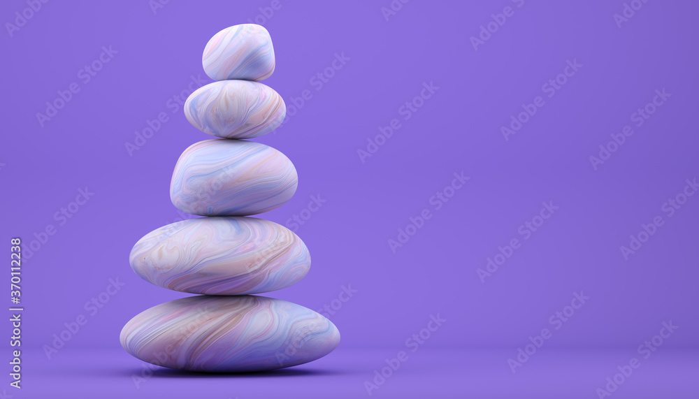 Smooth Pastel Rock Zen Stack 3D Rendered Stock Illustration | Adobe Stock