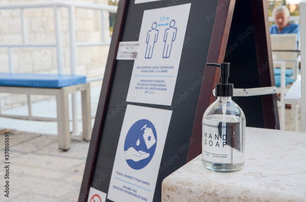 Covid-19 social distancing poster. Please keep your social distance ...