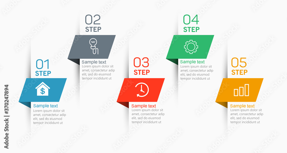Infographic elements with icons and 5 options or steps. For content ...