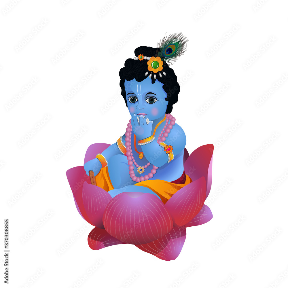 Vector illustration of Lord Krishna Stock Illustration | Adobe Stock