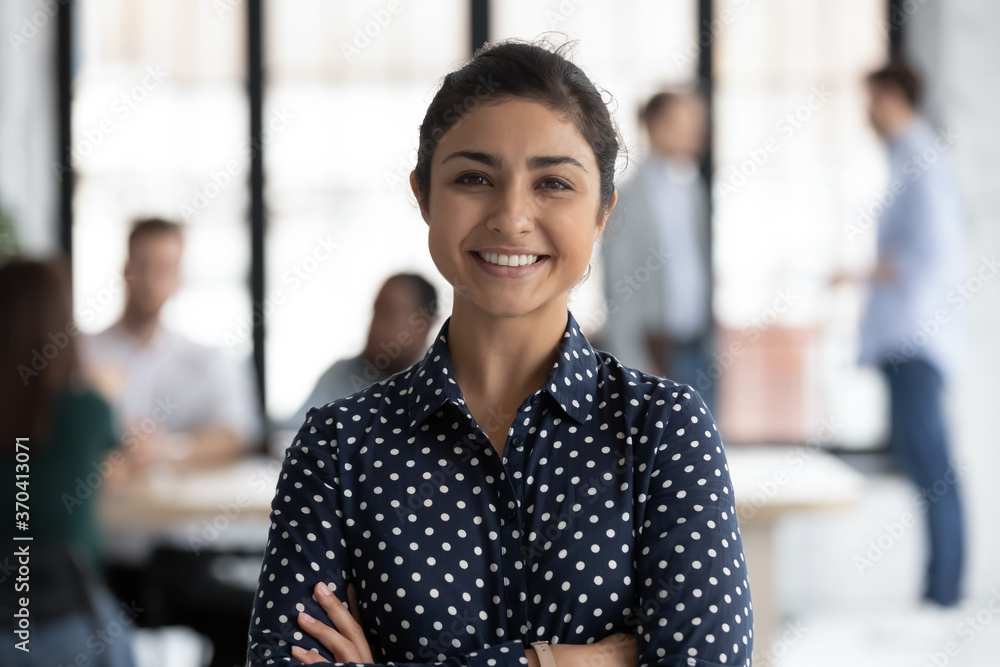 Head shot portrait close up smiling confident beautiful Indian ...