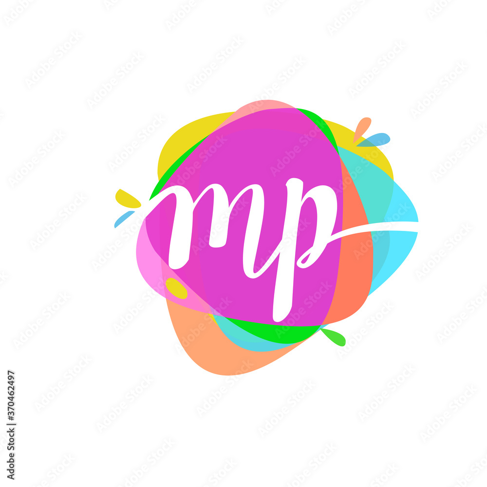 Letter MP logo with colorful splash background, letter combination logo ...