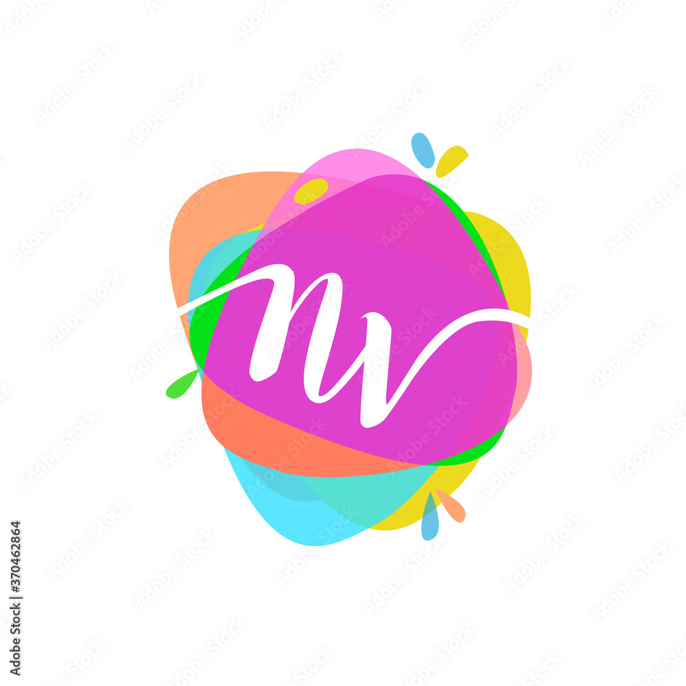 Letter NV logo with colorful splash background, letter combination logo ...