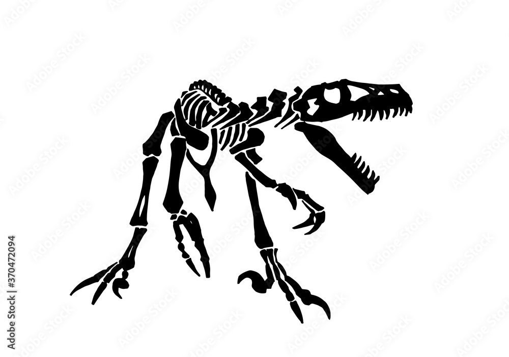 Graphical skeleton of raptor isolated on white, vector illustration ...