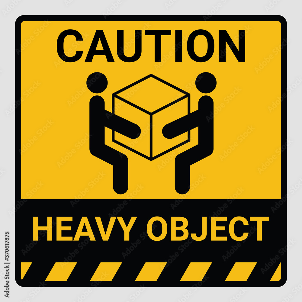 Caution heavy object two persons lift required symbol. Vector ...