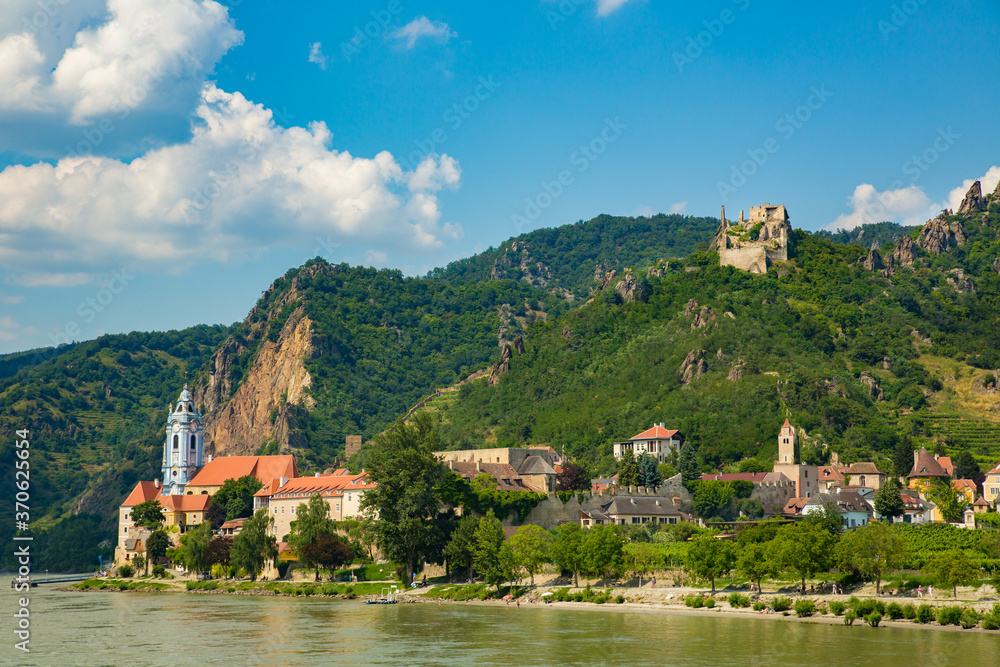 Stock-Foto „Durnstein, Austria; Durnstein Baroque Church, Austria. The ...