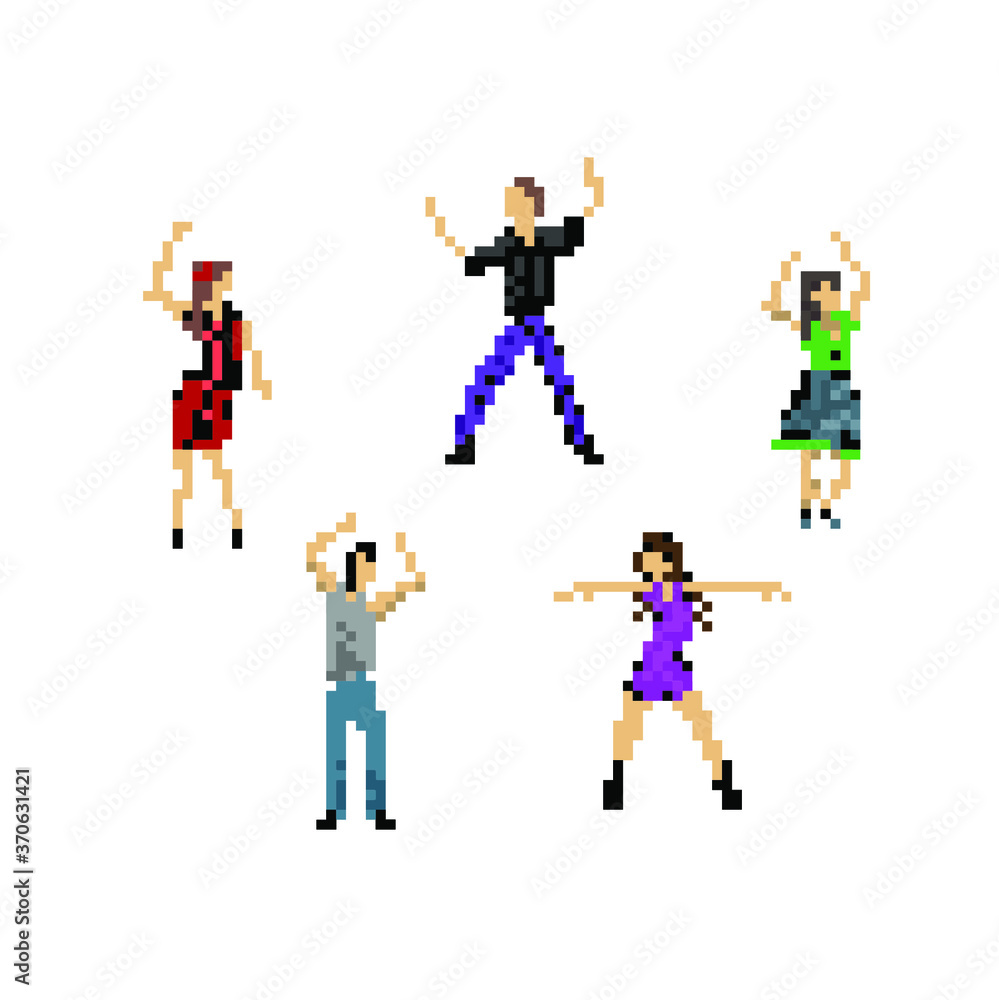 Collection of color images of dancers at a party in various dynamic ...