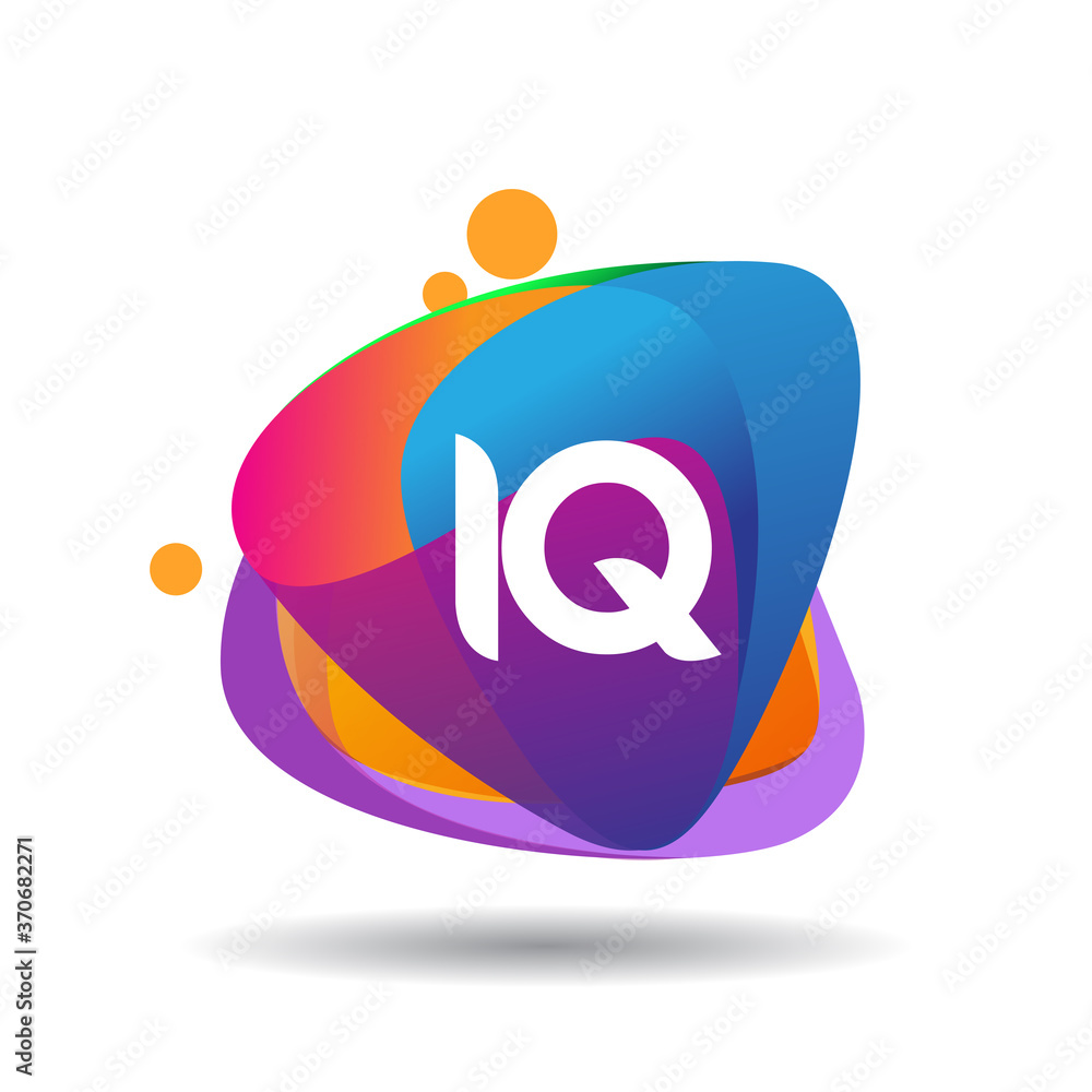 Letter IQ logo with colorful splash background, letter combination logo ...