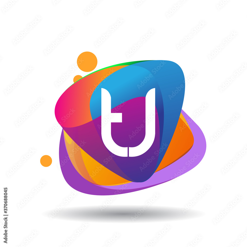 Letter TJ logo with colorful splash background, letter combination logo ...