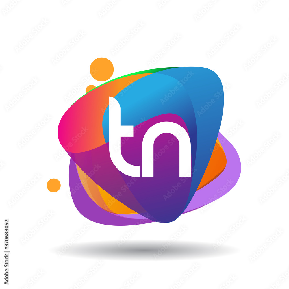 Letter TN logo with colorful splash background, letter combination logo ...