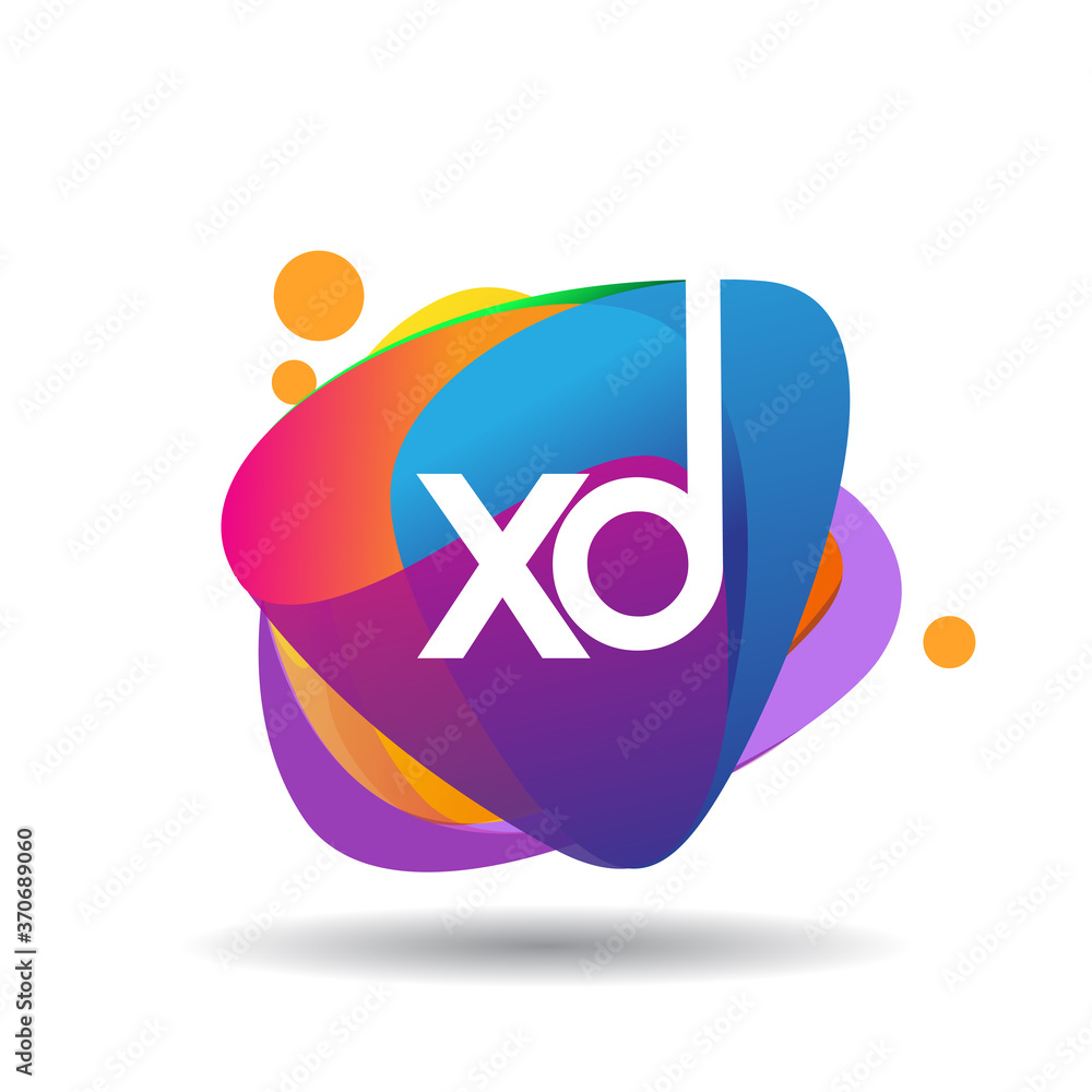 Letter XD logo with colorful splash background, letter combination logo ...
