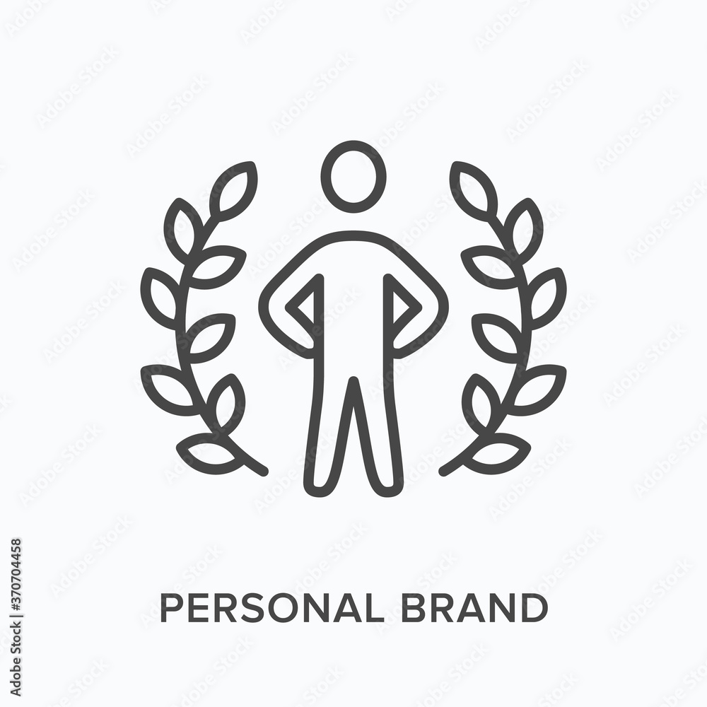 Personal brand flat line icon. Vector outline illustration of ...
