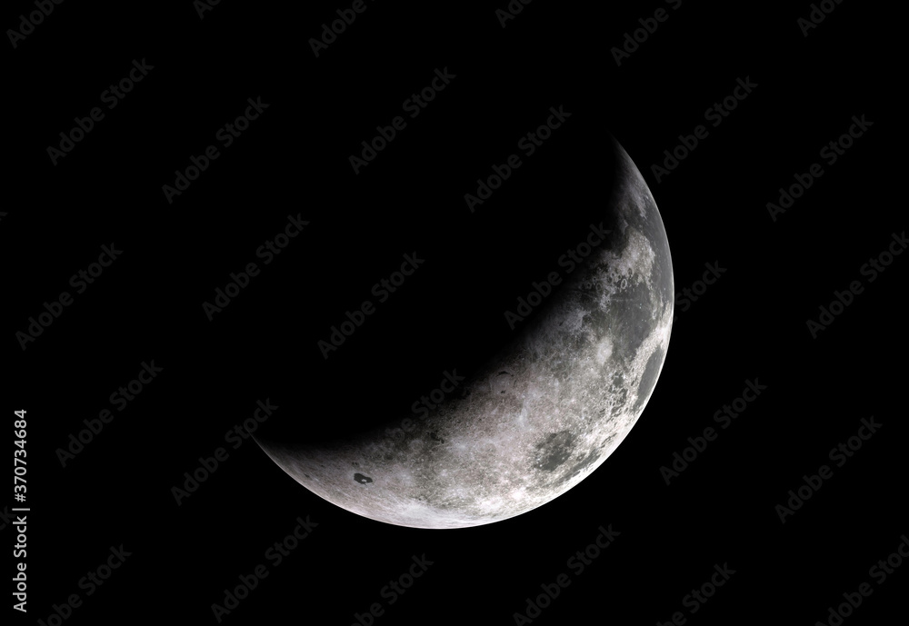 Half moon isolated on black background. High resolution moon on black ...