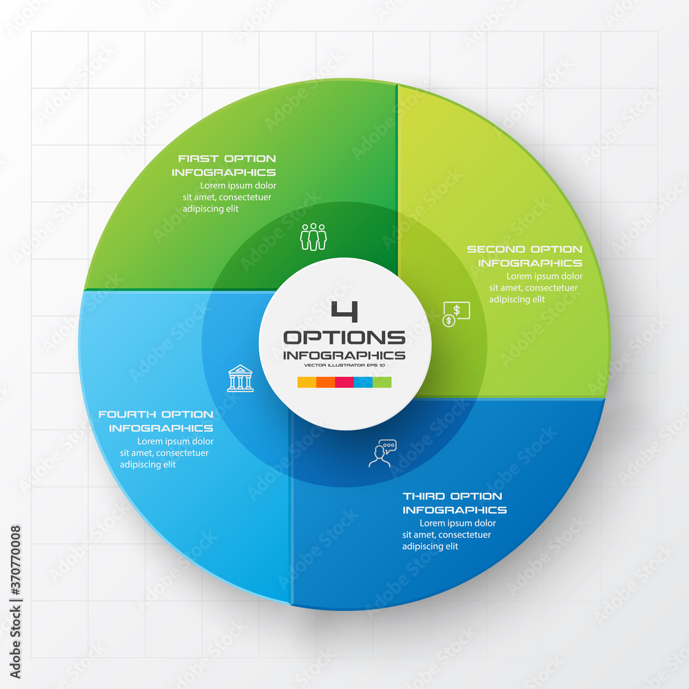 Circle chart infographic template with 4 options,Vector illustration ...