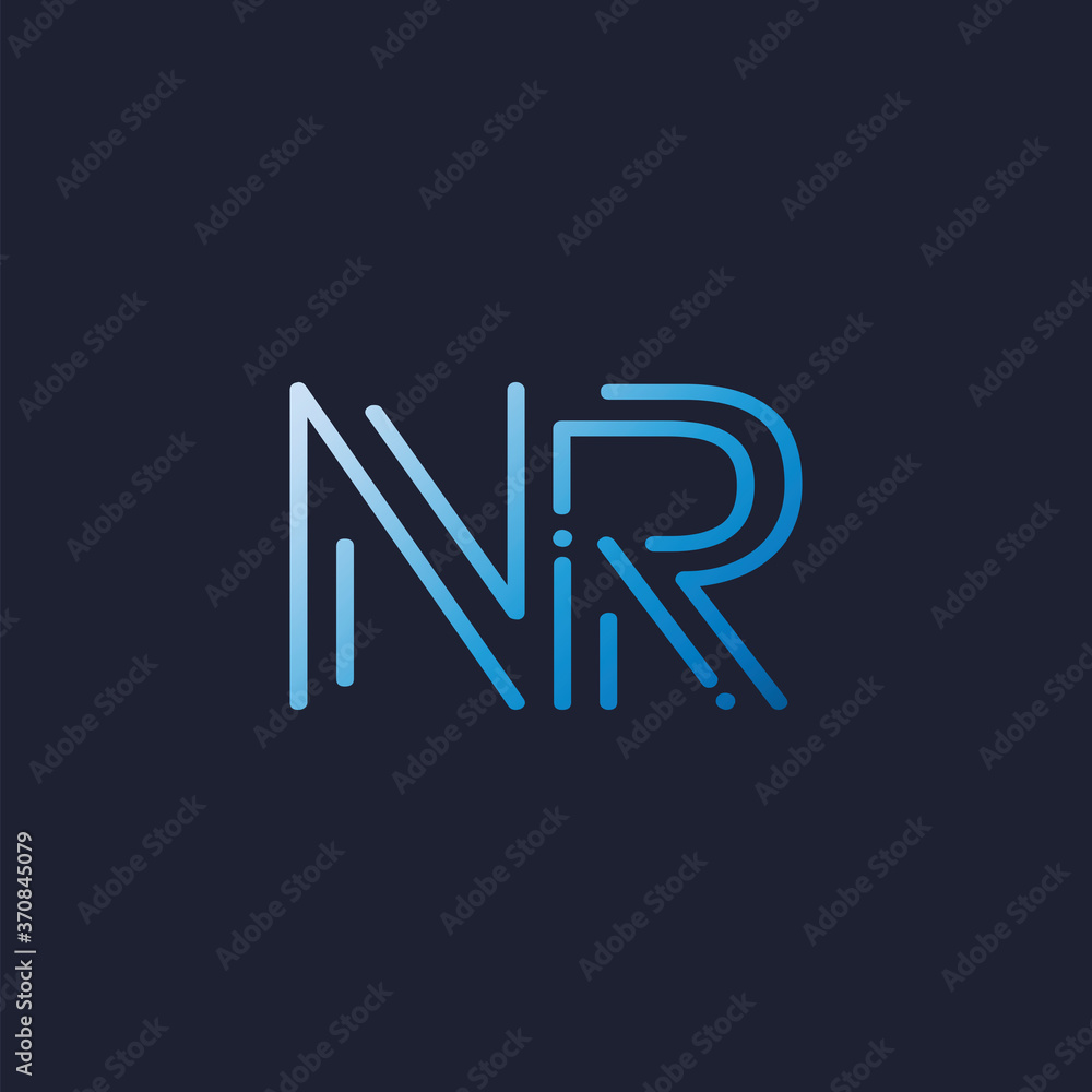 Abstract techno line initial letter N and R, NR logo icon vector design ...